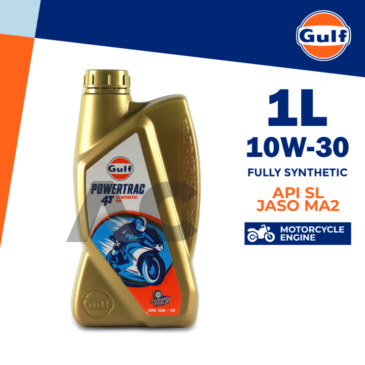 GULF POWERTRAC 4T 10W-30 1Liter Premium Synthetic 4-Stroke Motorcycle Engine Oil (API SL | JASO ...