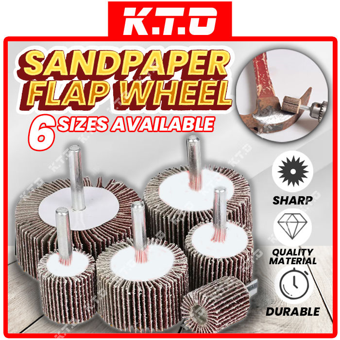 20MM - 60MM Flap Wheel Sandpaper Abrasive Grinding Head Burr Rotary ...