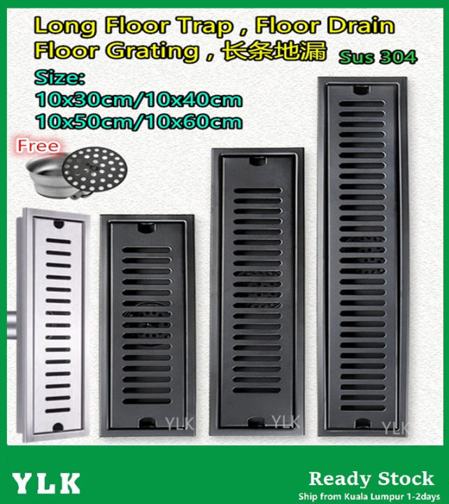 YLK Long floor Trap Rectangle stainless Steel Floor drain, anti odor ...