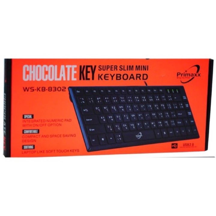 Primaxx KB-8302 Super Slim Mini Keyboard คีย์บอร์ดขนาดเล็ก USB (สีดำ ...