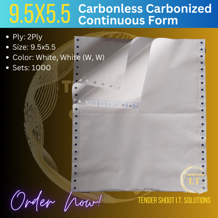 2Ply Ribbon Master Carbonless Carbonized Continuous Form 9.5 x 5.5 High ...