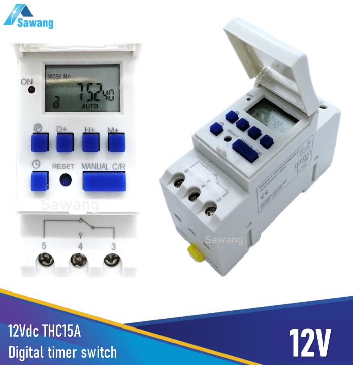 12V 16A THC15A Digital Timer Switch ไทม์เมอร์ ทามเมอร์ สวิตช์จับเวลาแบบ ...