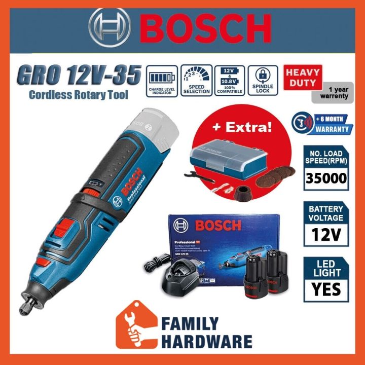 BOSCH GRO 12V-35 Professional Cordless Rotary Tool GBA 2.0Ah Battery ...