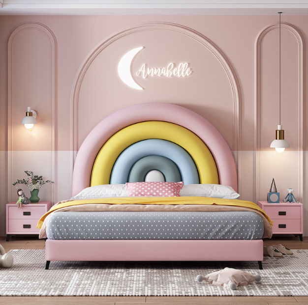 Kid's Furniture Customized Size Rainbow Headboard Design Upholstered ...