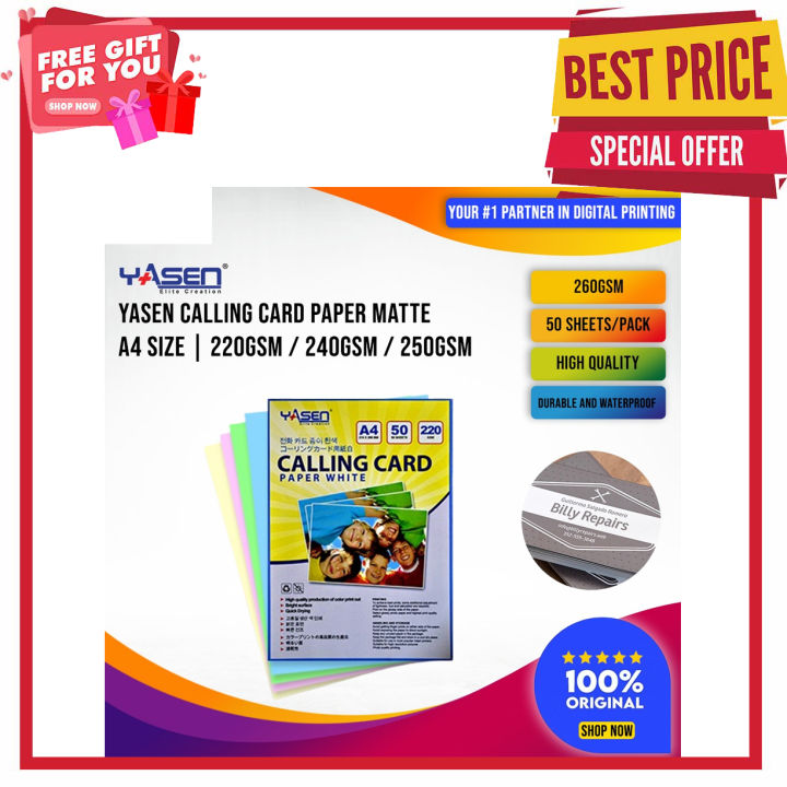 Calling Card Paper Matte A4 Size 220GSM / 240GSM / 250GSM (50 Sheets ...
