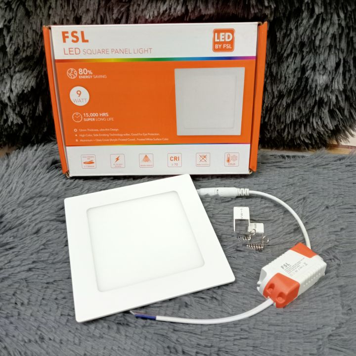 FSL Led Square Panel Light 9w (6500k/630lm) 12mm thickness, 80% energy ...