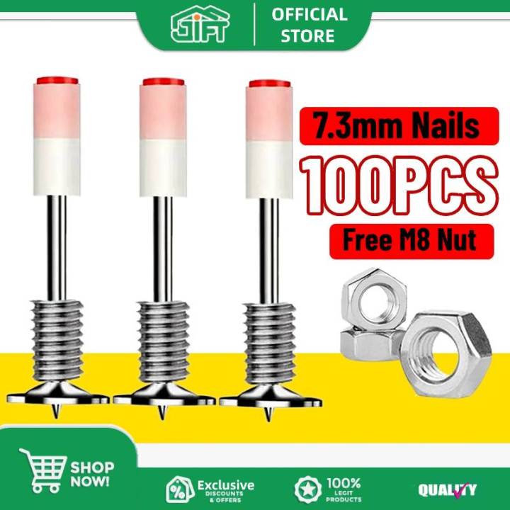 GIFT 100PCS Steel Nail Gun Mini Rivet Gun Bullet Nail Gun Concrete Fire ...