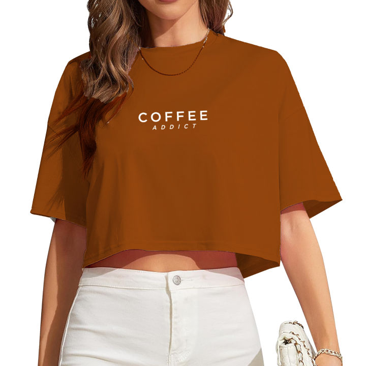 ( COFFEE ADDICT DESIGNS ) 2024 SEMI CROP TOP ASSORTED COLOR I LOOSE FIT ...