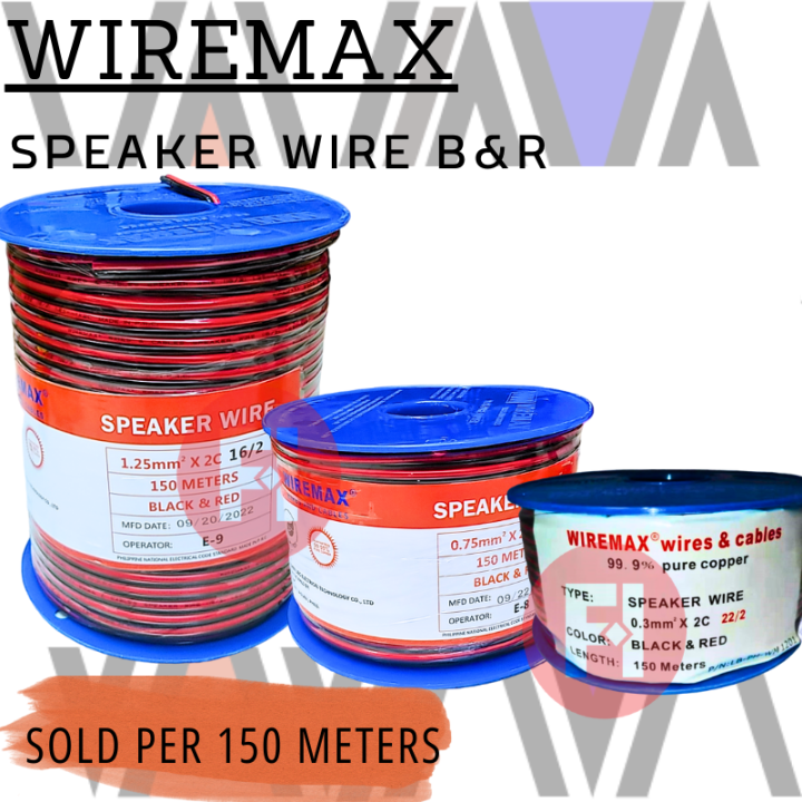 WIREMAX Speaker Wire Black and Red Size (16/2) (18/2) (22/2) Pure ...