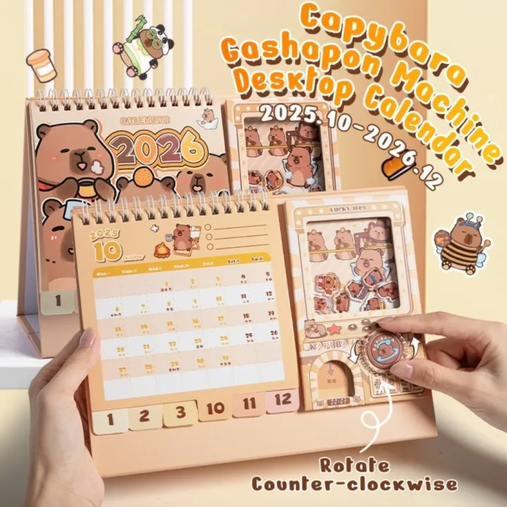 DUY26 กระดาษหนา ปฏิทินคาปิบารา 2025-2026 ตารางเวลา วาระประจำปี ...