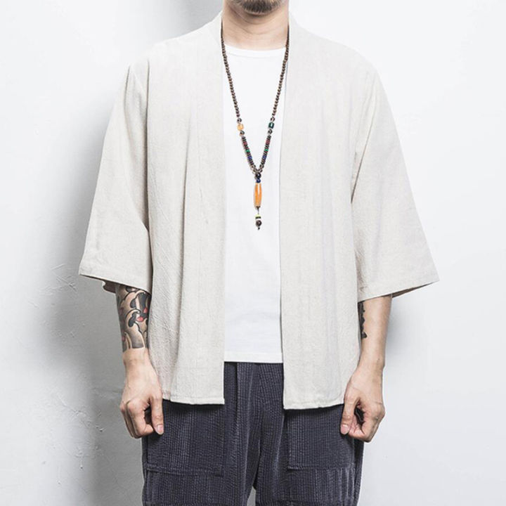 Men Chic Kimono Cardigan Japanese Noragi Jacket Yukata Shirt Baggy Tops ...