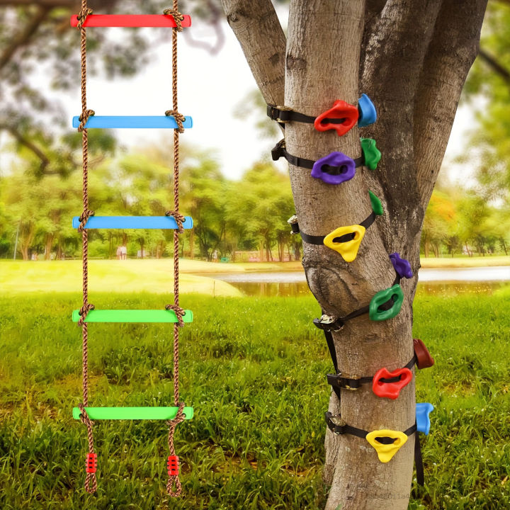 Kids Plastic Climbing Ladder Easy to Grip Ninja Warrior Slackline ...