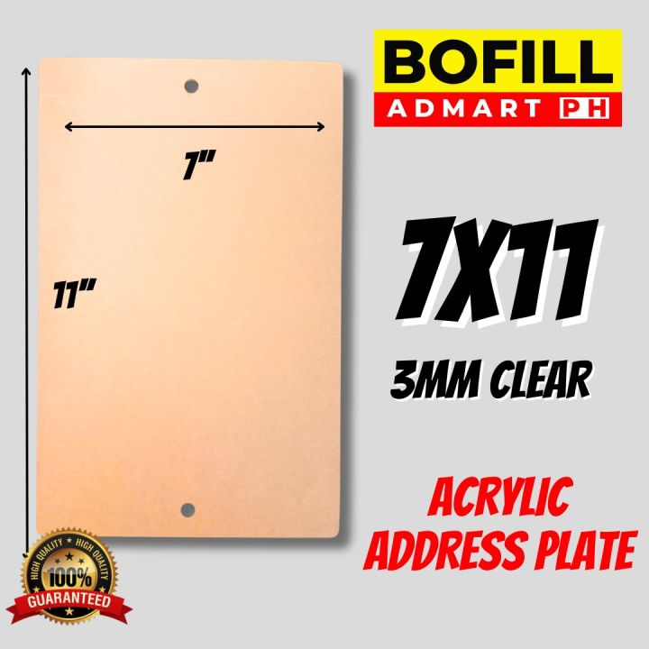 BLANK 7X11 INCHES ACRYLIC SINGLE AND DOUBLE ADDRESS PLATE (BOLTS TOX ...