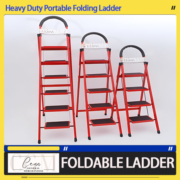 3/4/5/6 Steps Aluminum Foldable Ladder Heavy Duty Folding Ladder ...