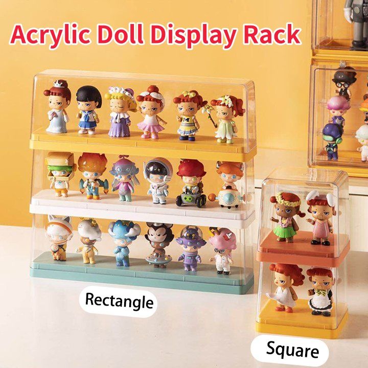 Acrylic display case Transparent Figure Display Stand stackable storage ...