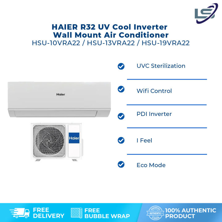 HAIER 1HP /1.5HP/2HP R32 UV Cool Inverter Wall Mount Air Conditioner HSU-10VRA22 /HSU-13VRA22 ...