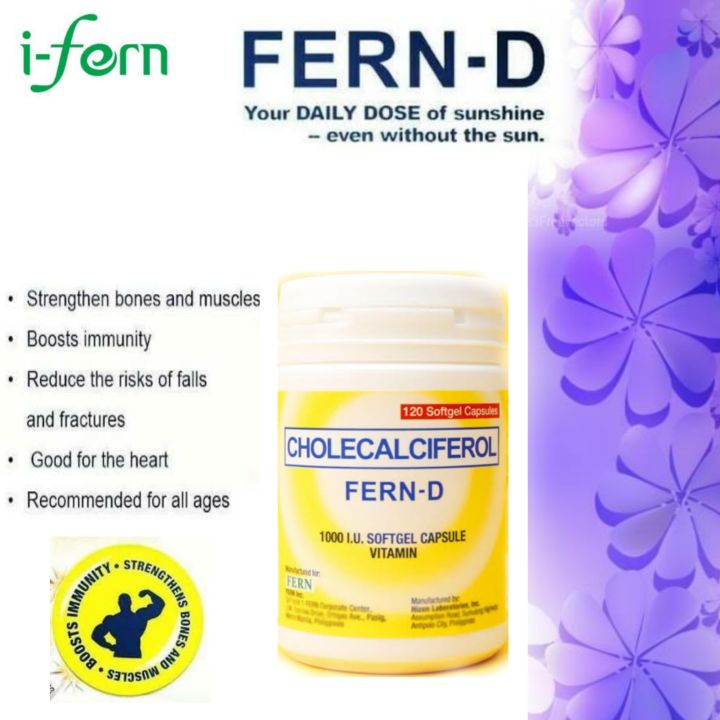 IFERN Fern D Vitamin D 120 Softgels Cholecalciferol 1 Bottle - pasoksabulsa | Lazada PH