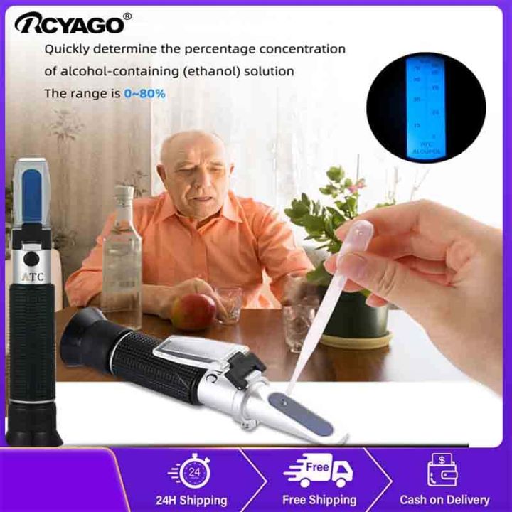 RCYAGO Handheld Alcohol Refractometer 0-80% Alcohol Beer Wine ...