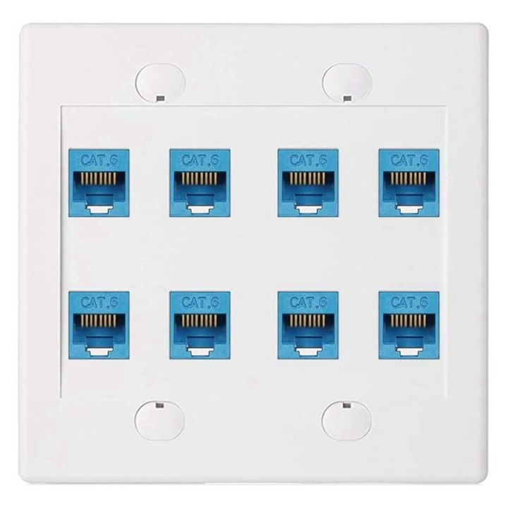 Ethernet Wall Plate 8 Port Double Gang Cat6 Rj45 Jack Network Cable Faceplate Female To Female