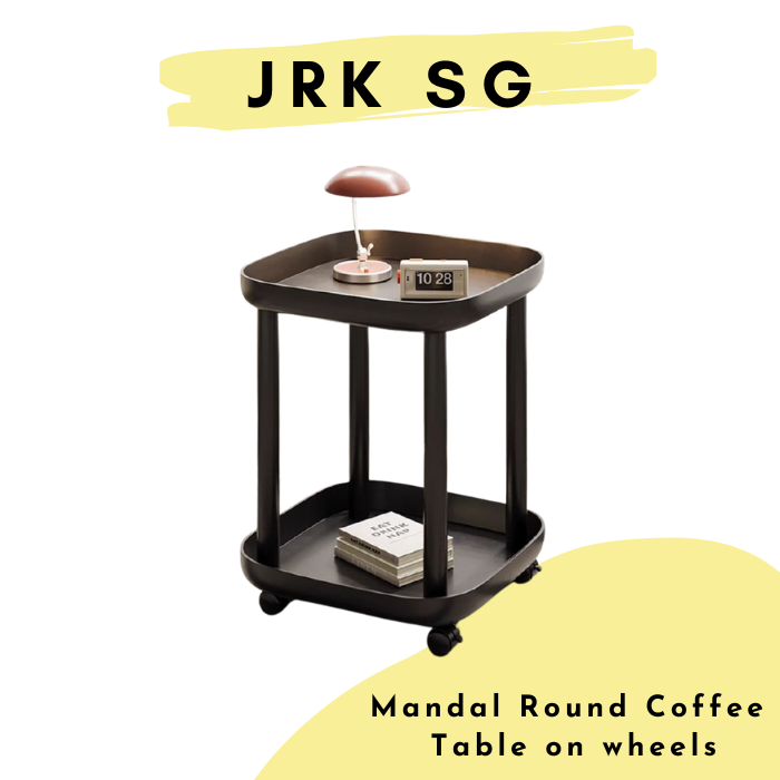 Mandal Round Coffee Table on wheels / Trolley style / Living Room Cart ...