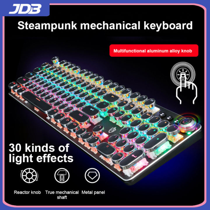 JDB Retro Punk RGB Mechanical Keyboard Gaming Keyboard 104 Keys Black ...