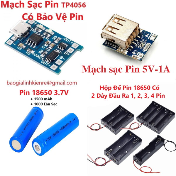 Mạch sạc pin mini 5V 1A, chế sạc dự phòng, Mạch sạc Pin TP4056, Pin sạc ...