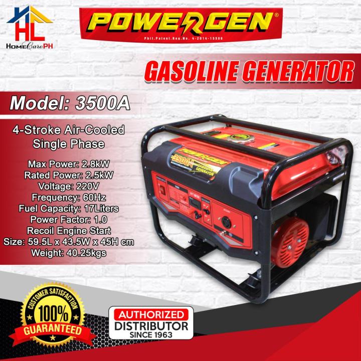 Powergen Portable Gasoline Generator 3500A (2800Watts) | Lazada PH