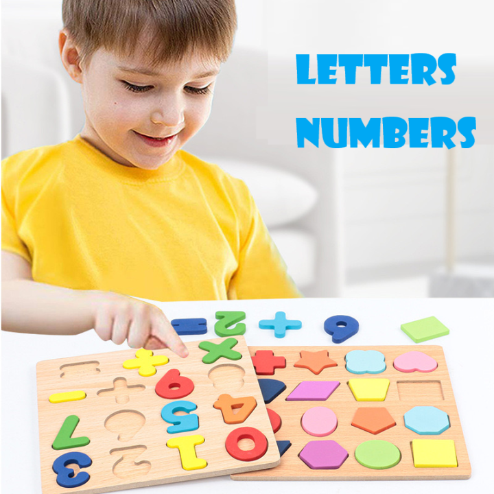 Kid learning ABC letters Numbers wooden ABCplay board wooden Numbers ...