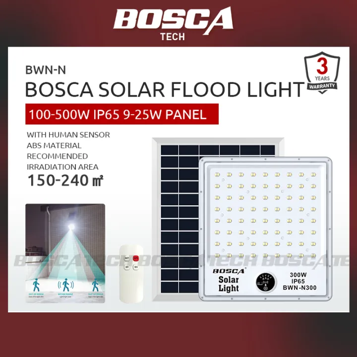 BOSCA Solar Light 100W 200W 300W 500W with Body Sensor IP65 Outdoor ...