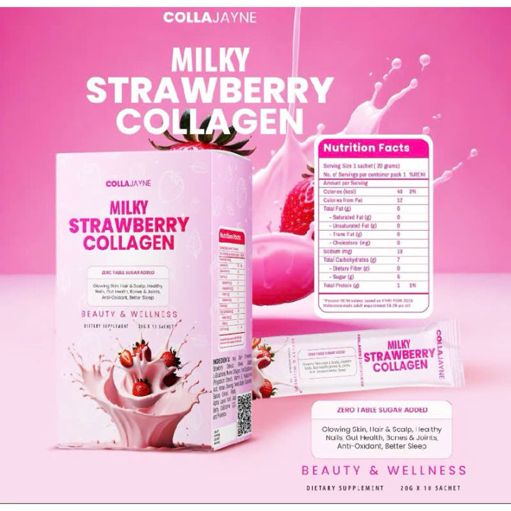 CollaJayne Milky Strawberry with Collagen & Glutathione Drinks | Lazada PH