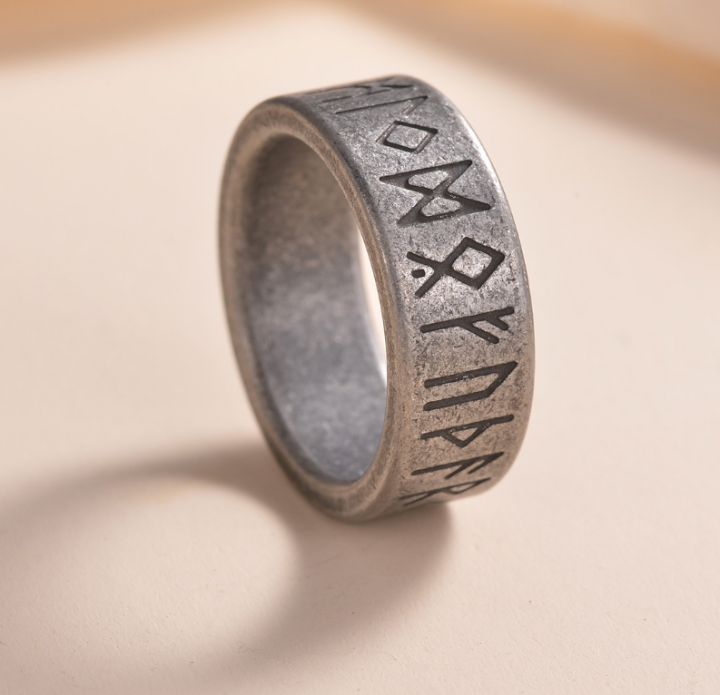 Ancient silver Jewelry Nordic Viking Ring Rune Men's Titanium steel ...