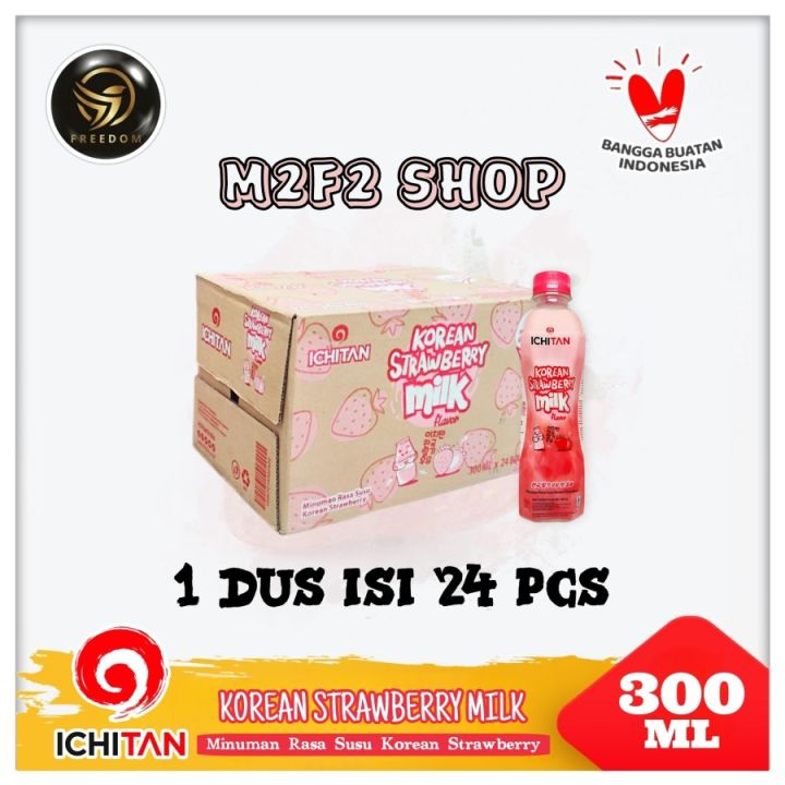 Ichitan Korean Strawberry Flavored Milk | Stroberi Susu Botol Pet - 300 ml (Kemasan Karton ...