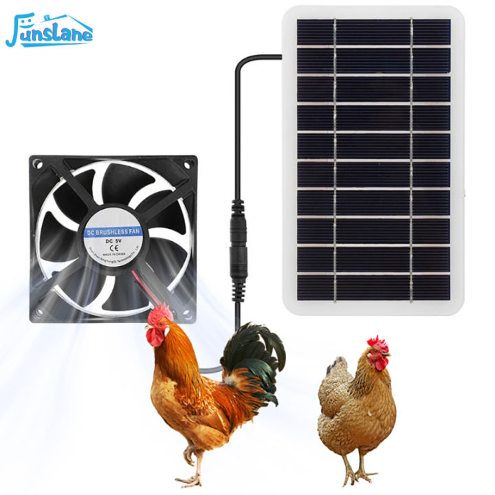 FunsLane Solar Powered Fan, Solar Exhaust Intake Fan Kit, Waterproof 2W ...