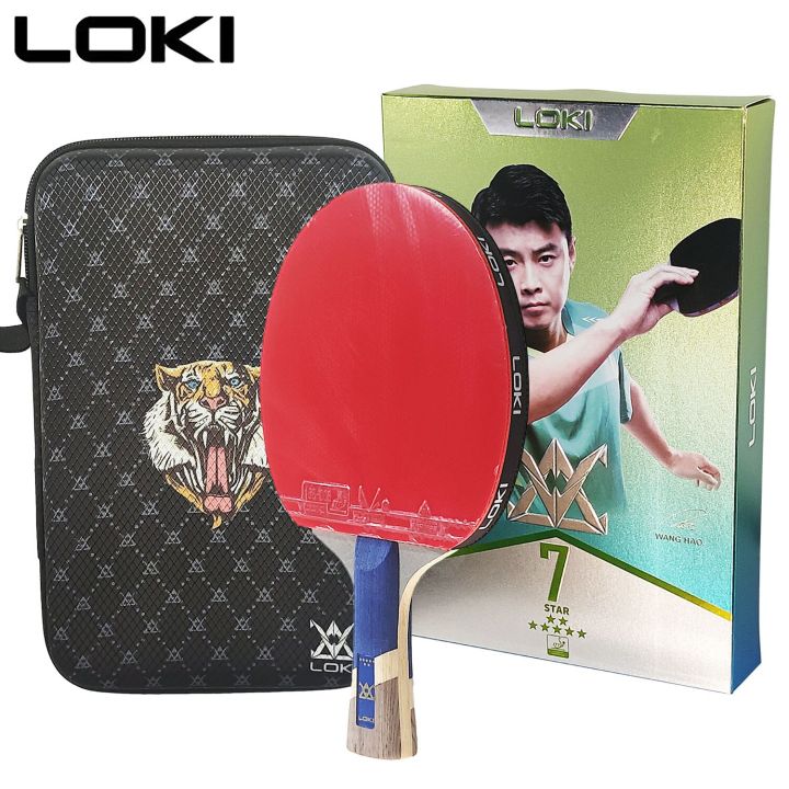 LOKI 7 Star Table Tennis Racket 5 Wood Offensive Ping Pong Bat Sticky Rubber with ITTF Approved ...
