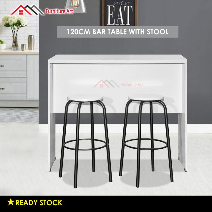 [Ready Stock] (120x40x100cm Bar Table set with 2 units of bar stool ...