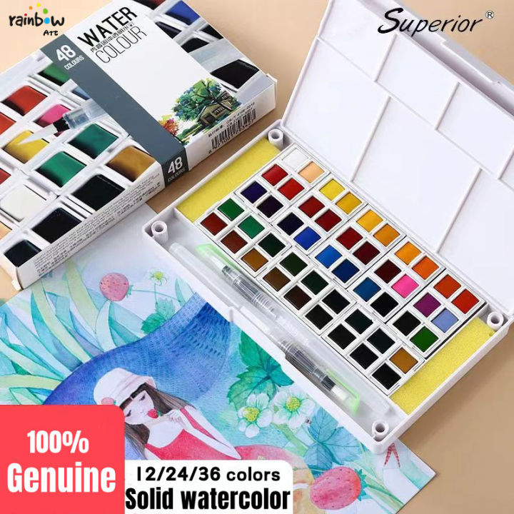 Superior Watercolor Set Watercolor Paint Set of 48/24/18/12 Colours Solid Watercolor | Lazada PH