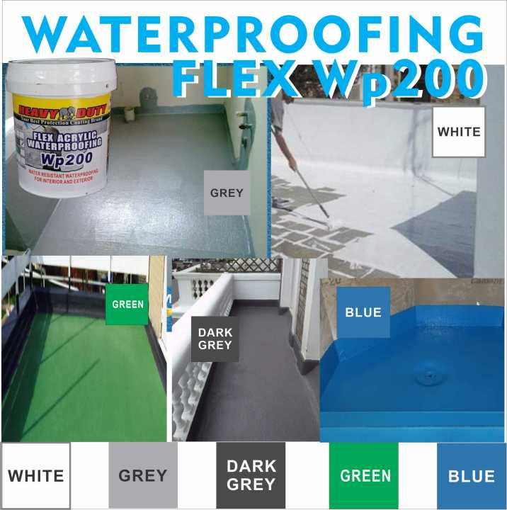 HEAVY DUTY ( 20KG ) WP200 Acrylic Waterproofing Paint Coating Colour ...