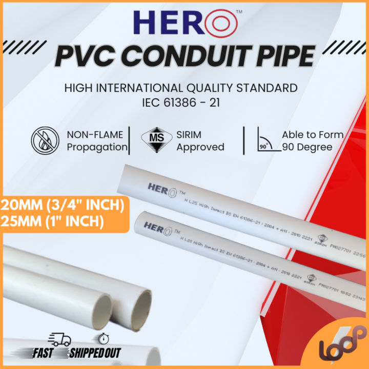 [READY STOCK] PVC PIPE SIRIM APPROVED / PAIP PVC WIRING / ELECTRICAL PVC CONDUIT PIPE 20MM (3/4 ...
