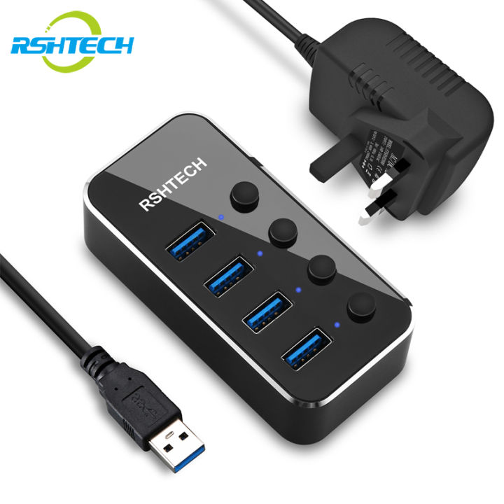 RSHTECH R516 Powered USB Hub 4 Port USB C To USB 3.0 Port Hub Expander ... RSHTECH R516 Powered USB Hub 4 Port USB C To USB 3.0 Port Hub Expander ...