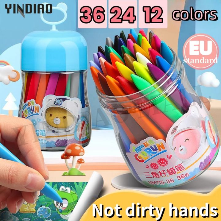 YINDIAO 12/24/36 Colors Plastic Crayons for Kids Washable Crayons ...