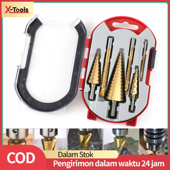 X-Tools Mata bor pagoda 6pcs Baja Spiral HSS Step Drill Bit Saw Set ...