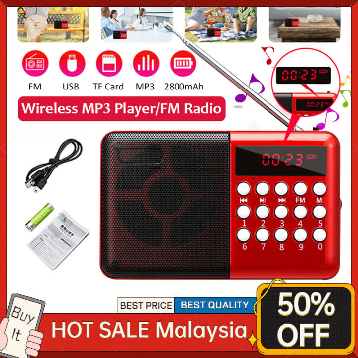 Mini Portable Radio Speaker Handheld Rechargeable Digital FM USB TF MP3 ...