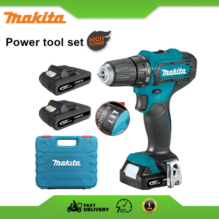 MAKITA 36V Cordless Electric Drill Impact Hammer Impact 2x Battery Cordless Screwdriver Power ...
