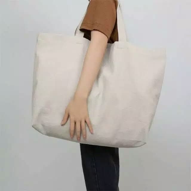 Pakai Resleting Tote Bag Wanita Totebag Kanvas Besar Big Size Canvas ...