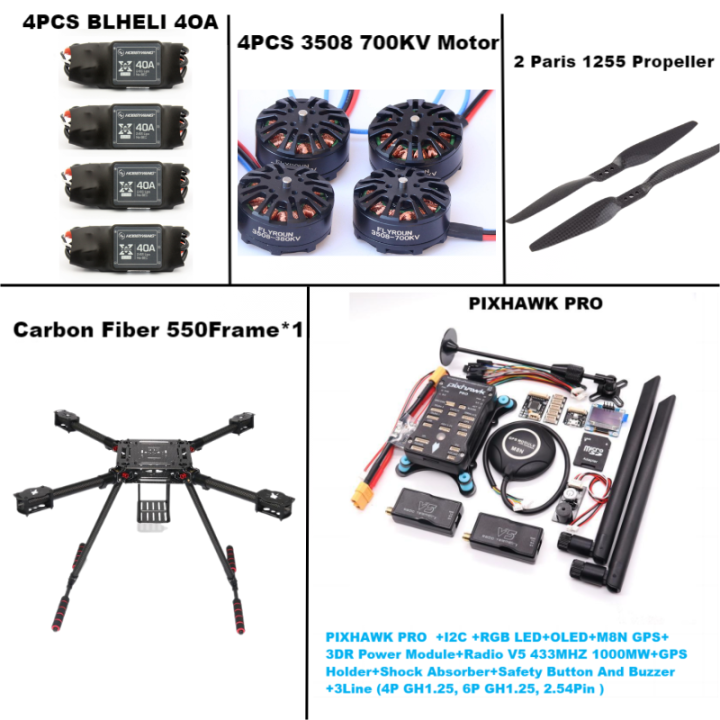 FPV 550 Hexa Frame PIXHAWK PRO M8N M9N M10Control Carbon Ardupilot ...