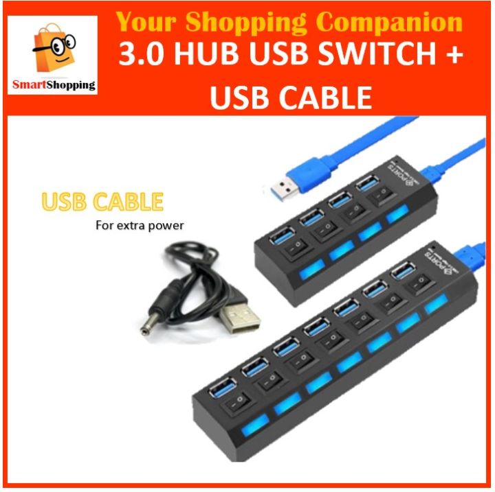 Multi ports High Speed USB Hub 3.0 4-Ports 7-Ports Individual On and ...