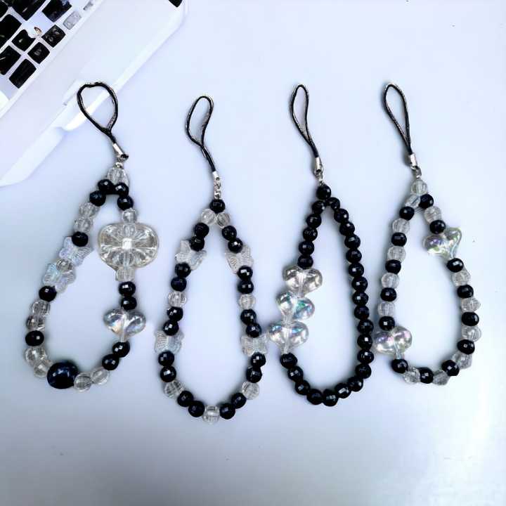 Tali hp manik manik gantung tangan aesthetic seri hitam lanyard hp ...