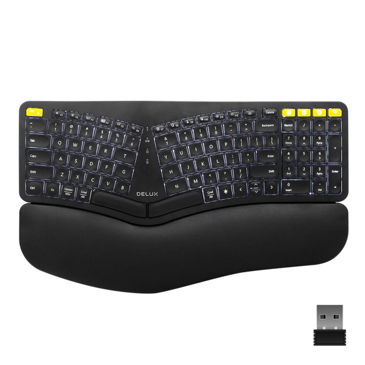 Delux GM902Pro Ergonomic Keyboard Bluetooth Wireless Split Keyboard ...