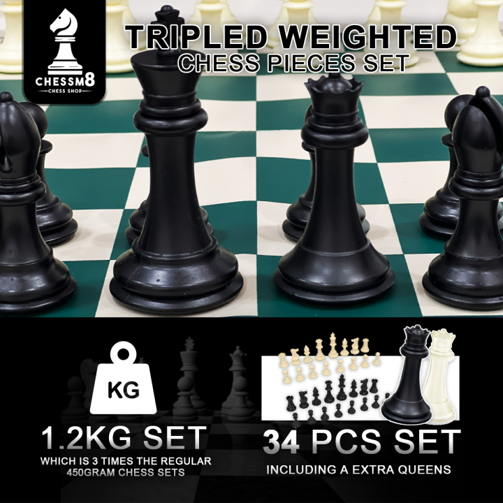 Premium Triple Weigthed Chess Set With 2 Extra Queens By ChessM8 ...