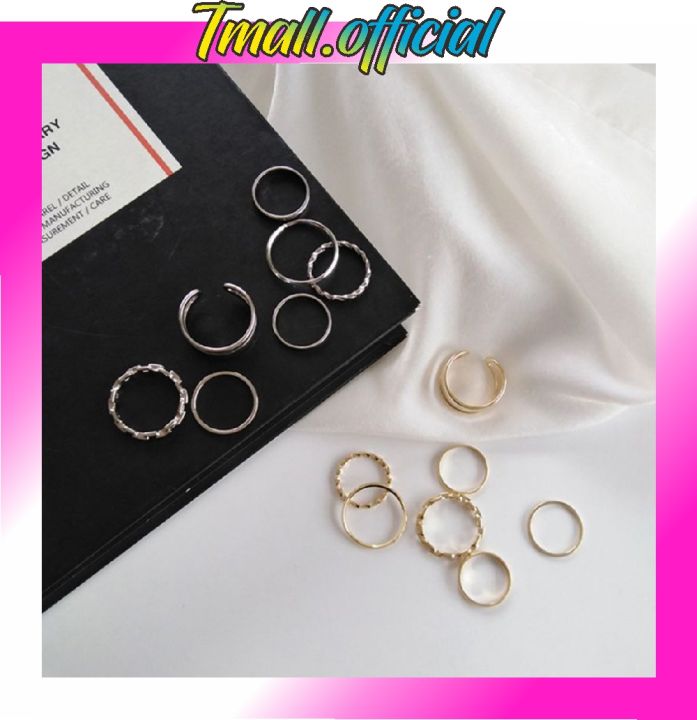 TML Set Cincin (7 buah) Geometri Bahan Alloy Aneka Bentuk Fashion Ring A108 | Lazada Indonesia